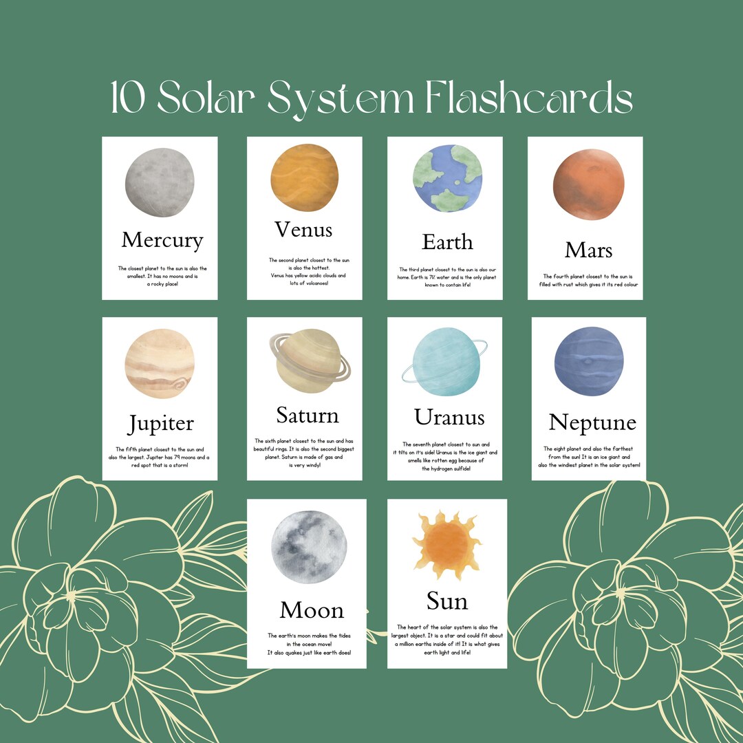 10 Planets Flashcards | Space Flashcards | Educational Learning ...
