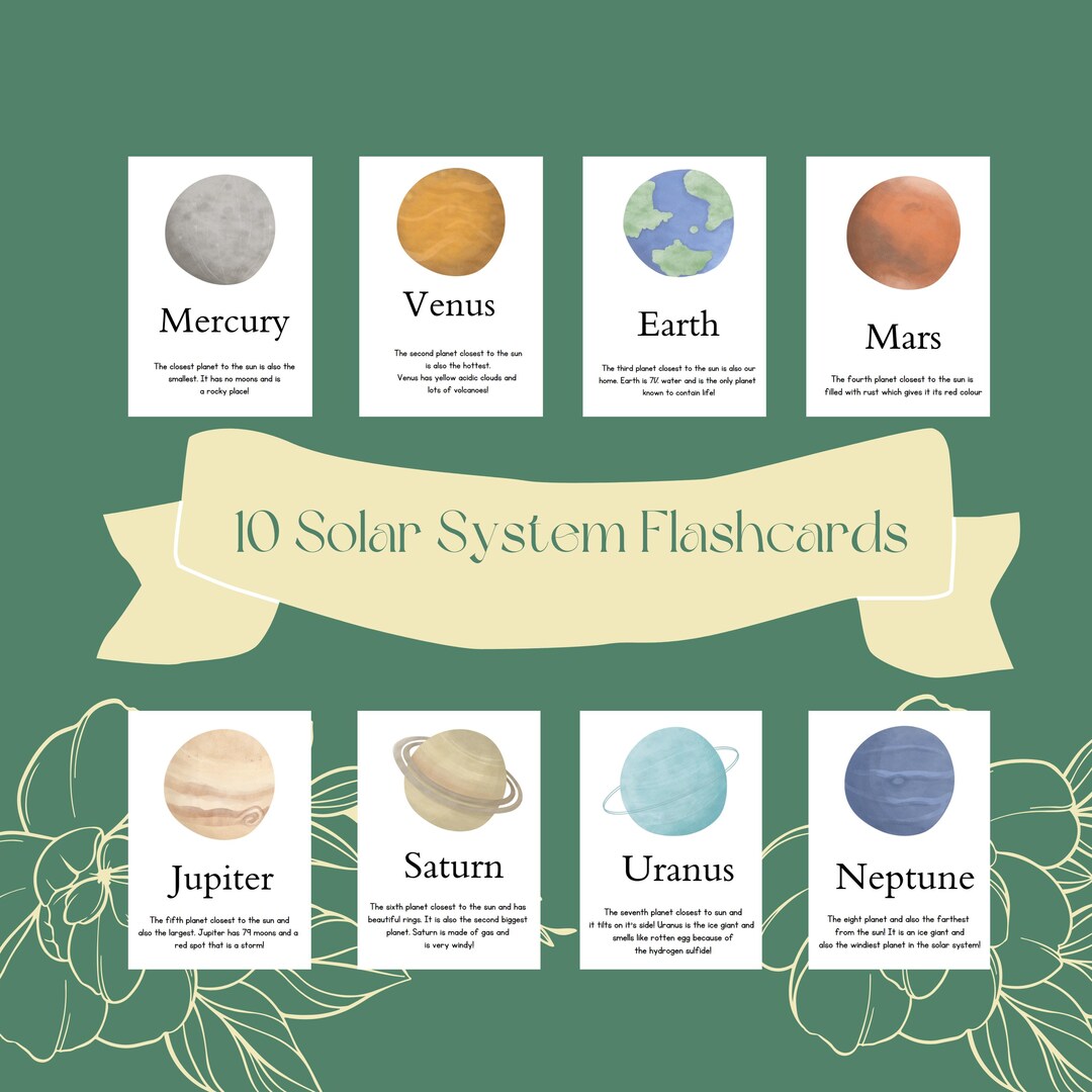 10 Planets Flashcards | Space Flashcards | Educational Learning ...