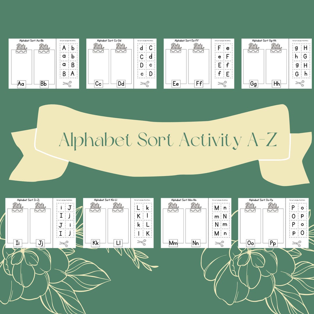 13 Page Alphabet A-Z Sorting Activity - Printable Pre School - Alphabet ...