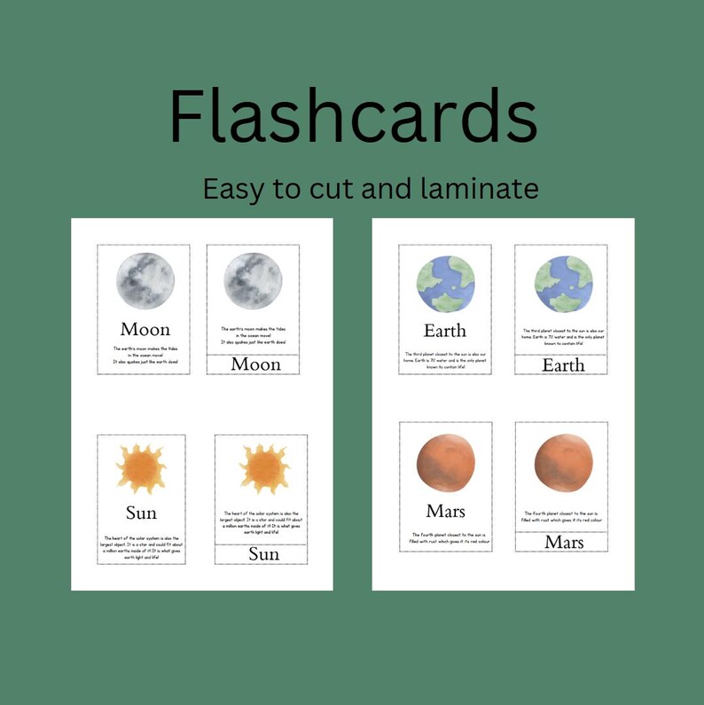 10 Planets Flashcards | Space Flashcards | Educational Learning ...