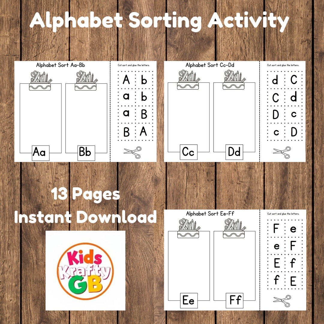 13 Page Alphabet Sorting Activity Printable Pre School Alphabet Game ...