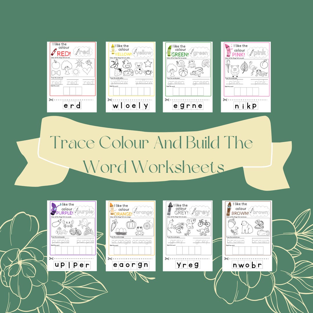 Printable Colours Worksheet | Trace, Colour & Build the Word | Instant ...