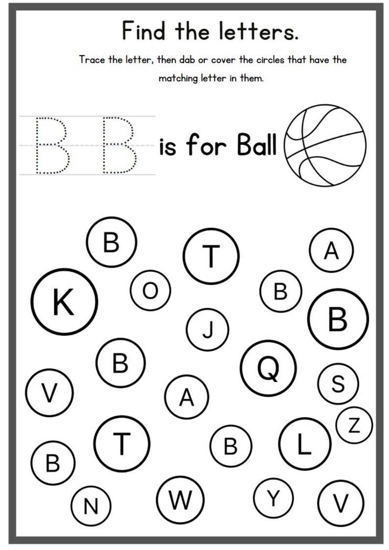 Alphabet Letter Search Worksheet, Letter Recognition, Preschool ...
