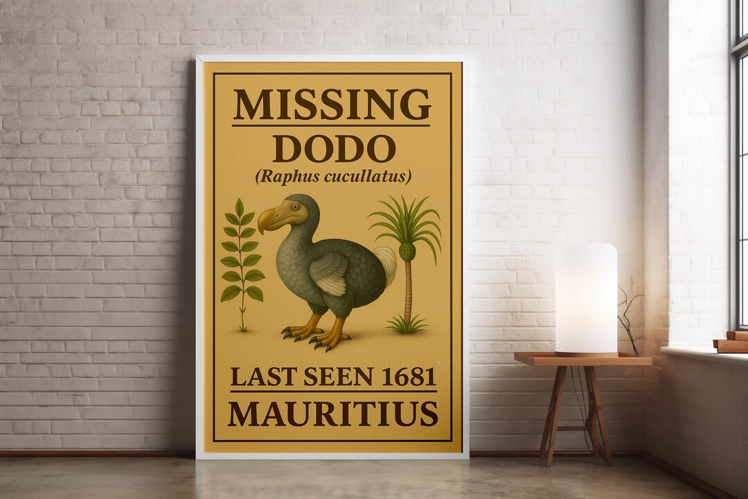 Missing Dodo Bird Poster – Raphus Cucullatus Extinct Species Art Print ...