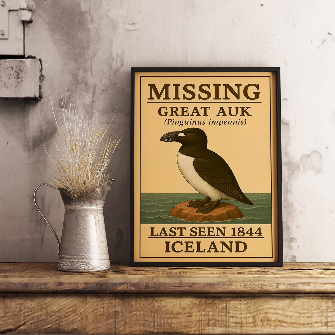 Missing Great Auk Extinct Bird Poster – Pinguinus Impennis Tribute Art ...