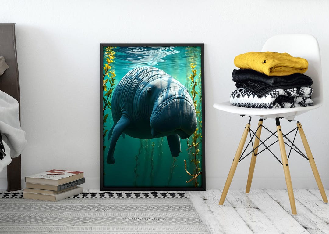 Steller’s Sea Cow Underwater Poster – Majestic Extinct Marine Animal in ...