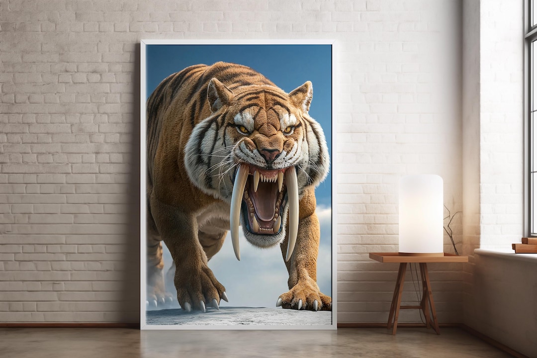 Smilodon / Sabre-tooth Tiger Art Print – Striking Prehistoric Predator ...