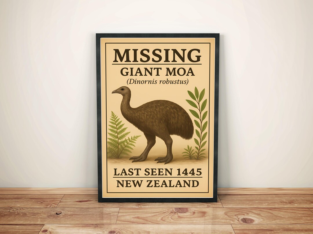 Giant Moa Poster: Vintage Extinct Bird Print, New Zealand Wildlife Art ...
