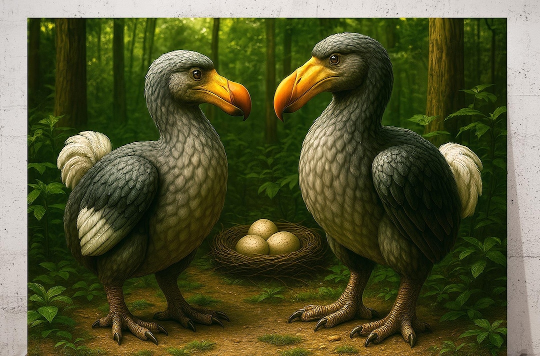 Realistic Dodo Bird Couple Nesting in Mauritius Forest – Extinct Island ...