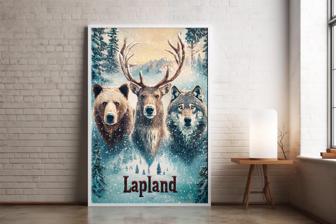 Lapland Wild Animals Poster – Nordic Nature Art Featuring Brown Bear ...