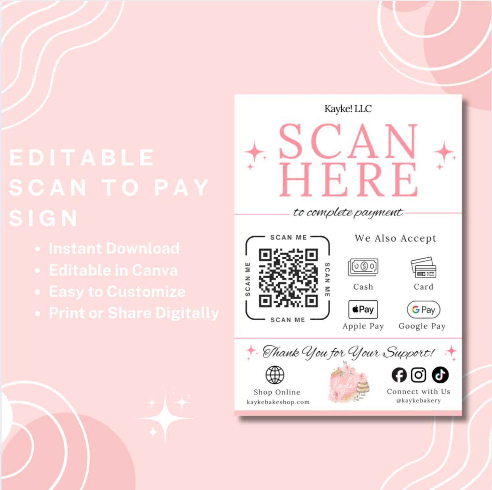 Scan to Pay QR Code Template | Editable Payment Sign - Etsy