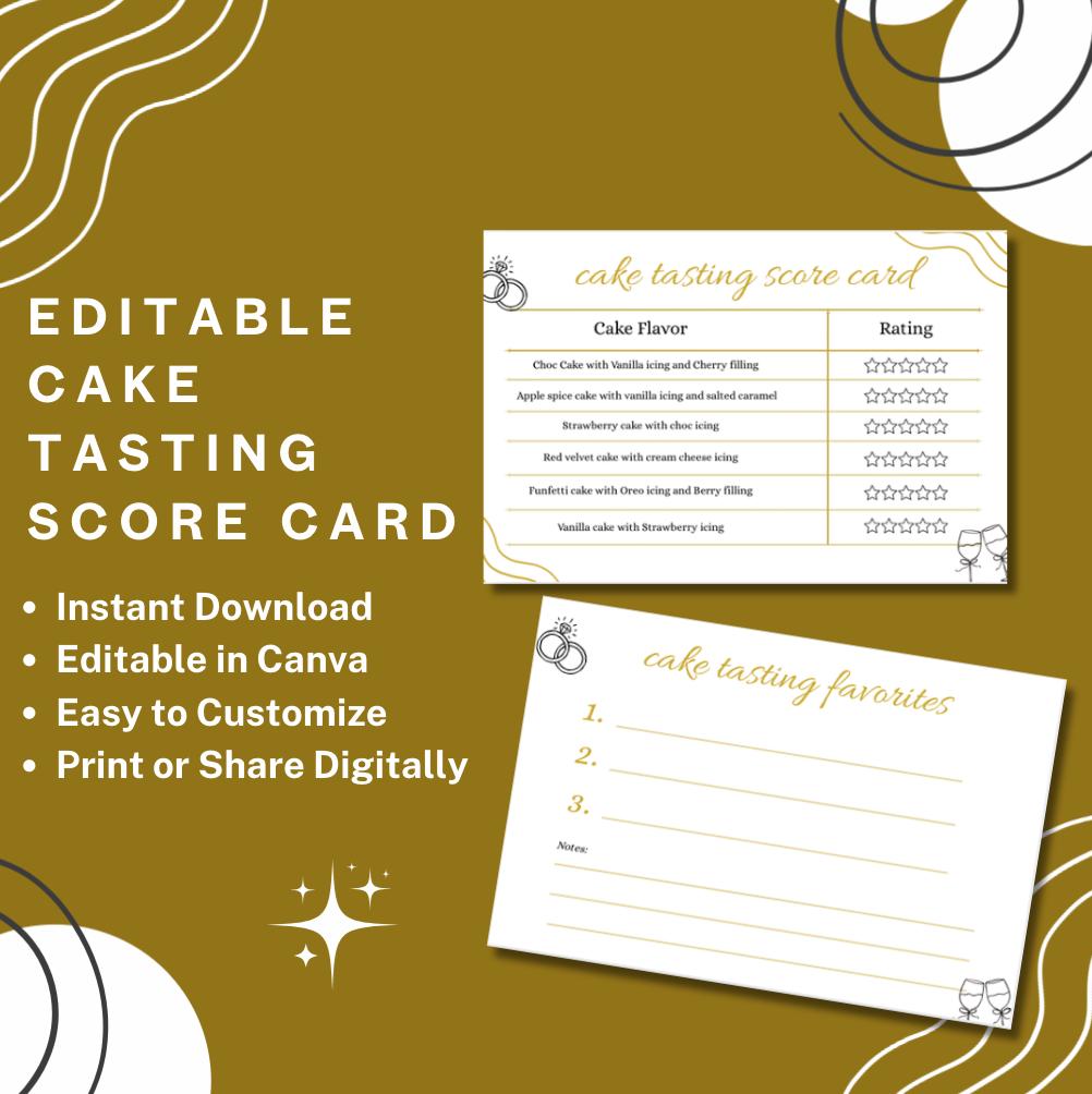 Editable Cake Tasting Score Card | Printable Cake Flavor Rating Sheet ...