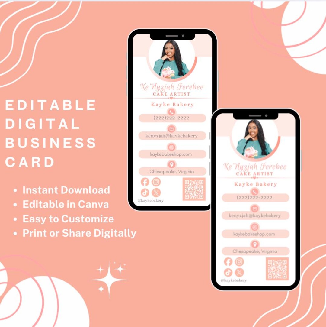 Editable Digital Business Card Template | Instant Download - Etsy