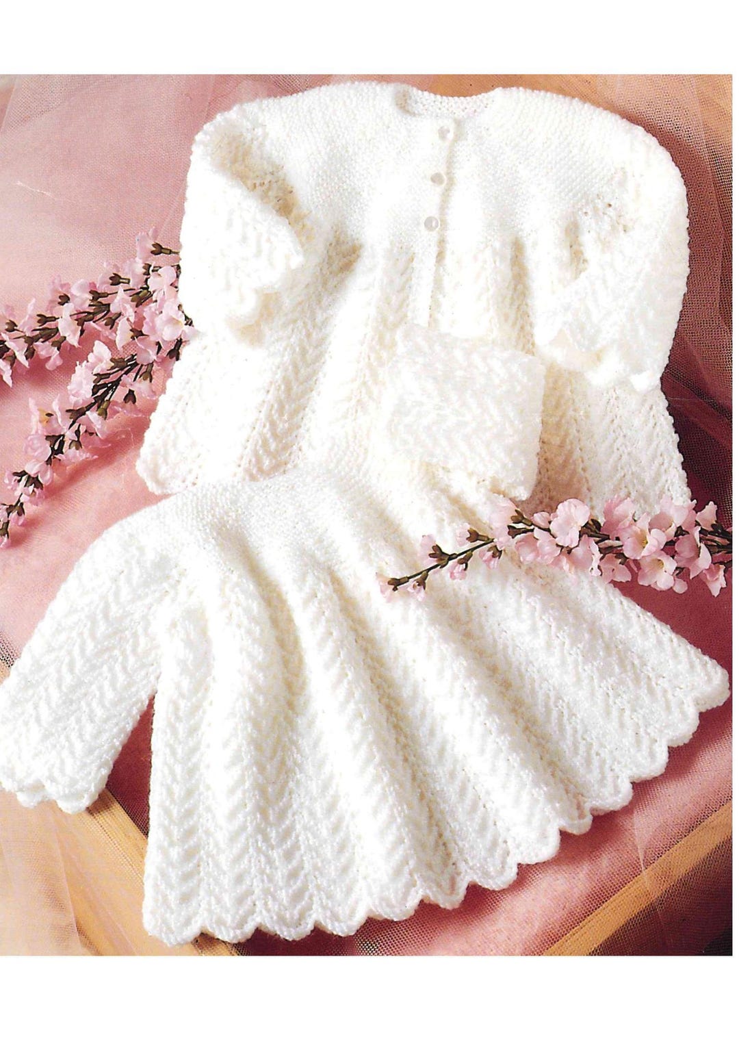Vintage Baby Coat & Dress Knitting Pattern PDF – Lacy Feather Stitch ...