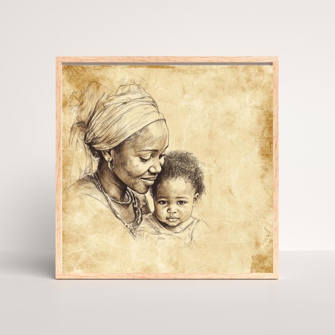 Zimbabwean Mother and Child Wall Art | Vintage African Portrait | Best ...