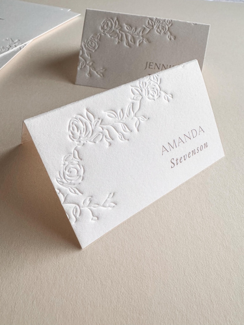 Floral Place Cards - Letterpress Place Cards for Weddings, Bridal ...
