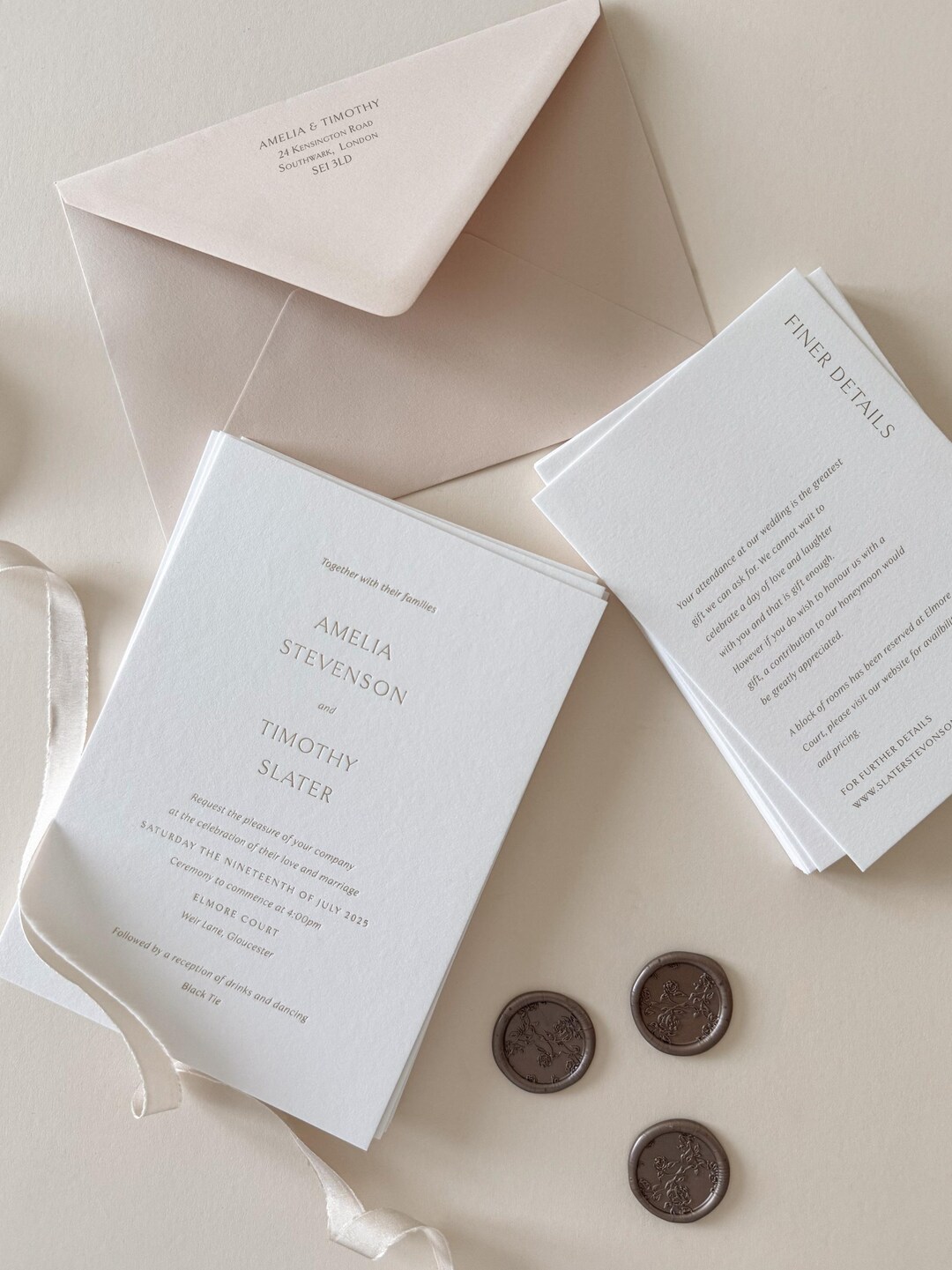 Luxury Letterpress Wedding Invitation: Elegant Althea Suite - Etsy