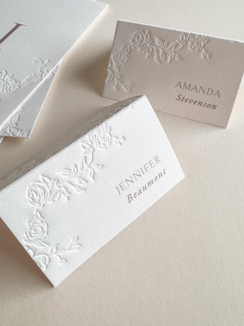 Floral Place Cards - Letterpress Place Cards for Weddings, Bridal ...