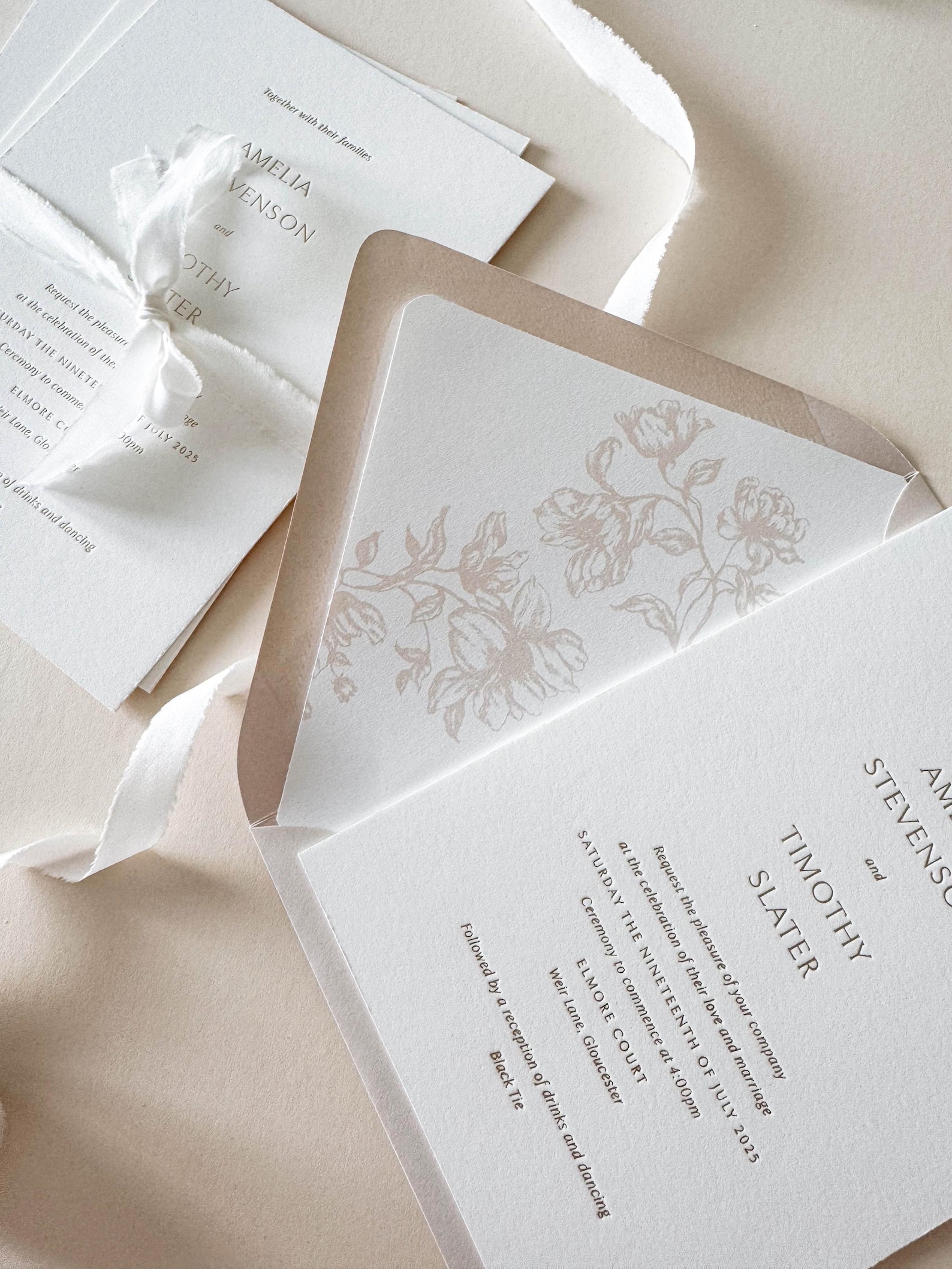 Romantic Wedding Invitation Suite With Liner | 6pc Invitation Set ...