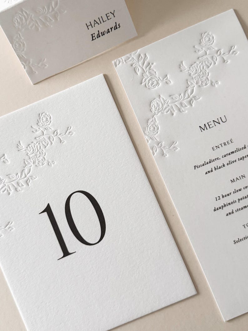 Floral Menu - Letterpress Menus for Weddings | Table Decor | Reception ...