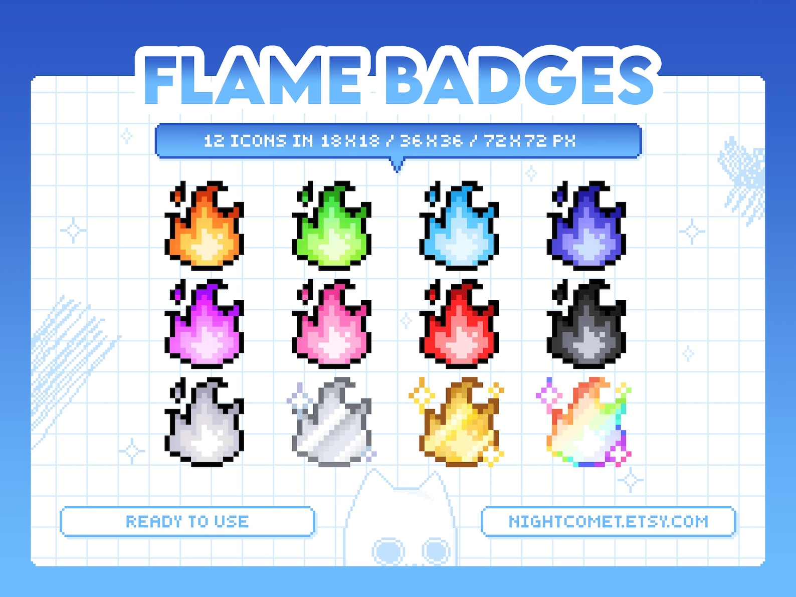 Flame Badges for Twitch, Youtube, Discord | Sub Bit Badges | Stream ...