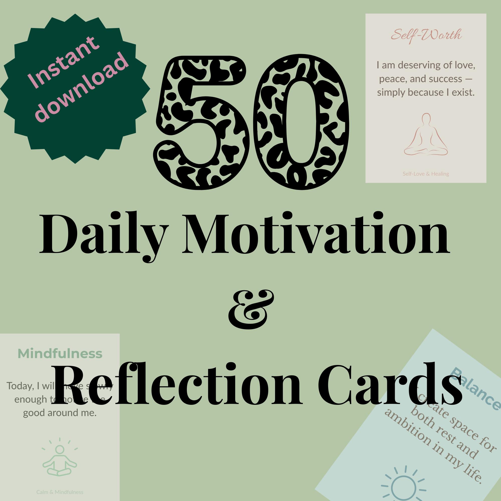 Printable Affirmation Cards: Daily Motivation & Reflection (PNG Digital ...