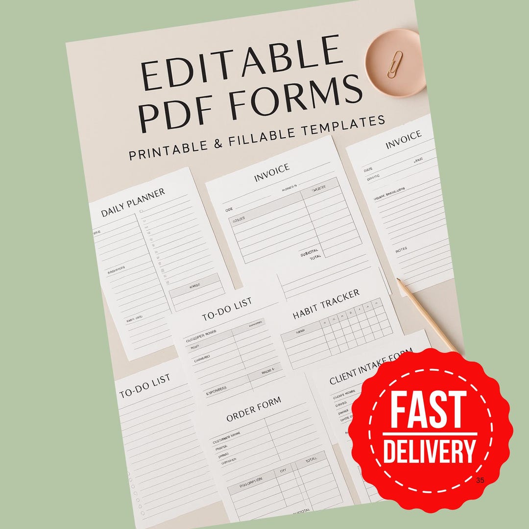 Editable PDF Forms – Professional Printable & Fillable Templates - Etsy ...