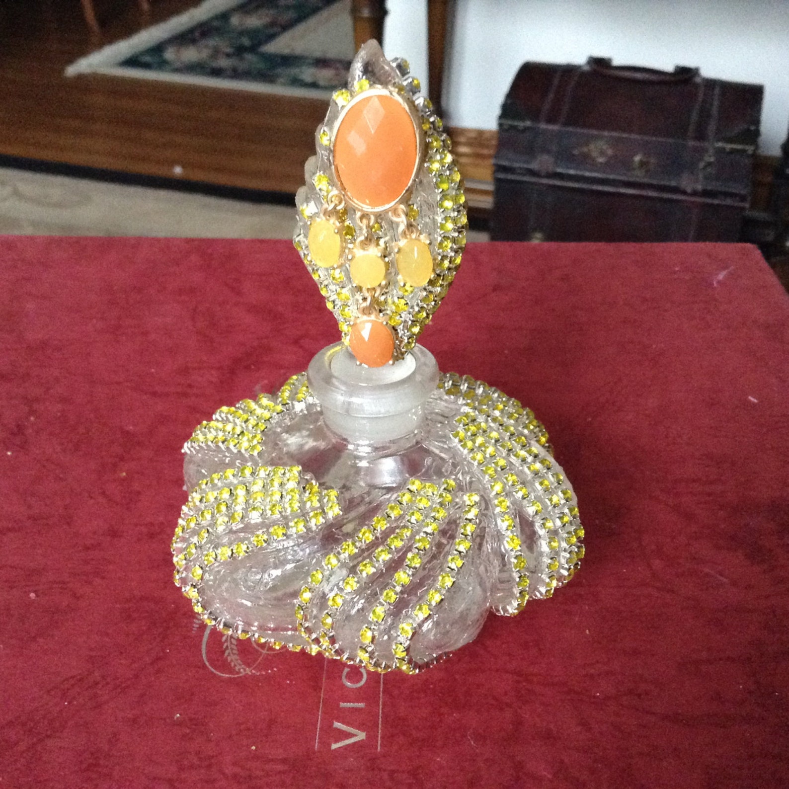 Jeweled Yellow Perfume Bottle 5 Inches High - Etsy
