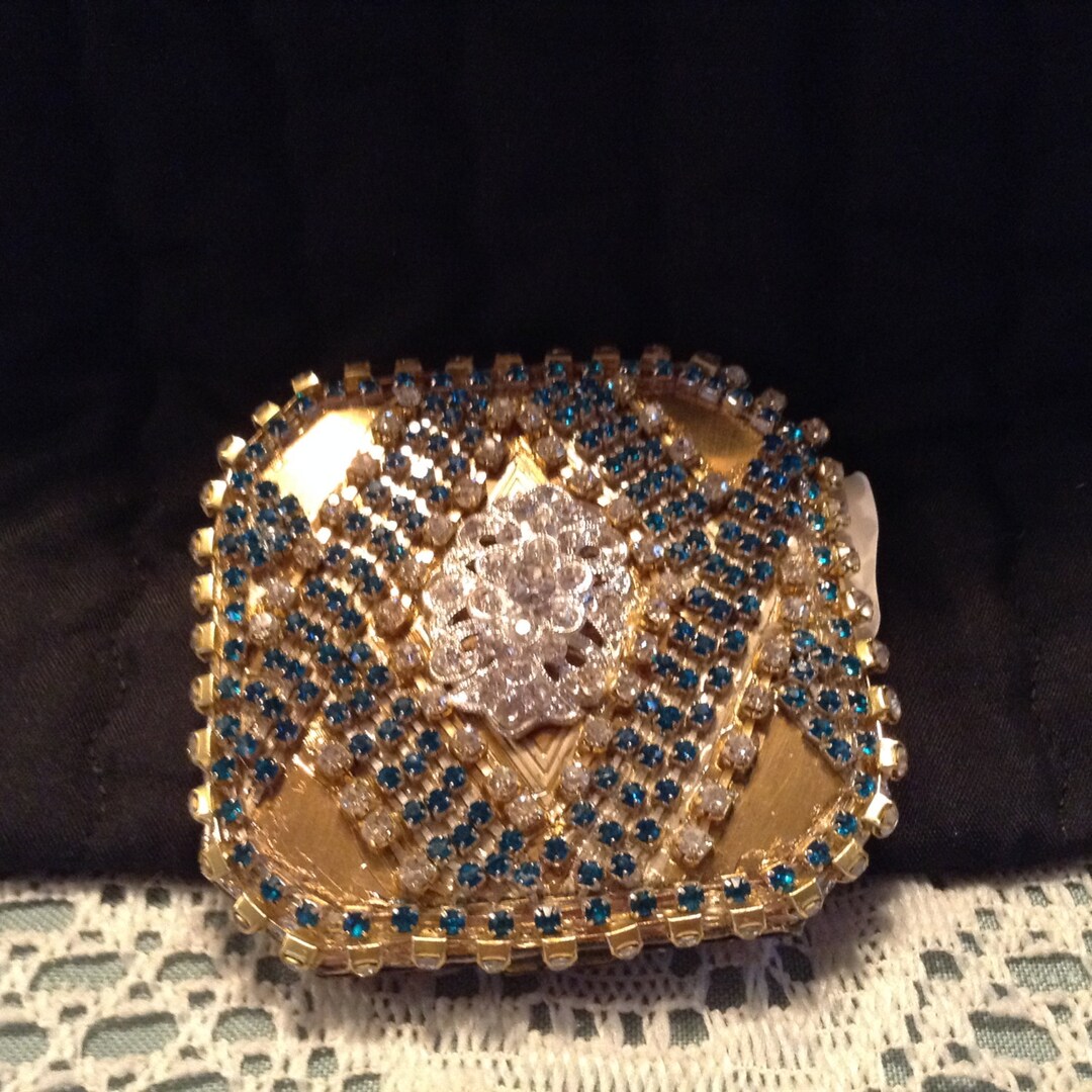 Jeweled Compact With Powder Compartment - Etsy