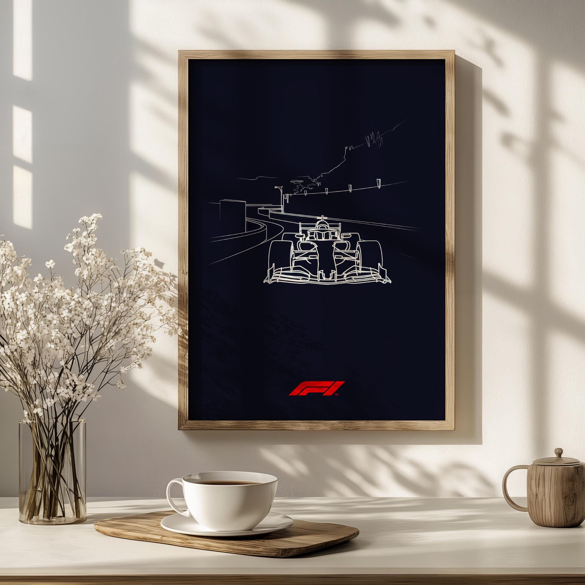 Formula 1 Racing Car Line Art Print: Minimalist F1 Poster (digital ...