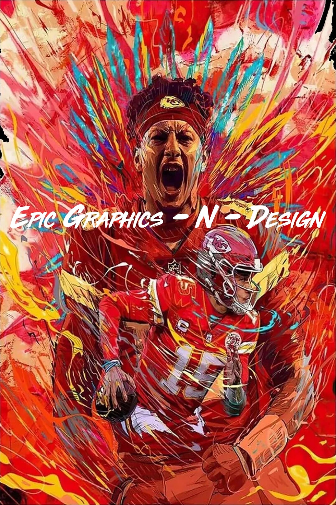Patrick Mahomes Kansas City Chiefs # 15 Color Blast Wall Art Kids ...