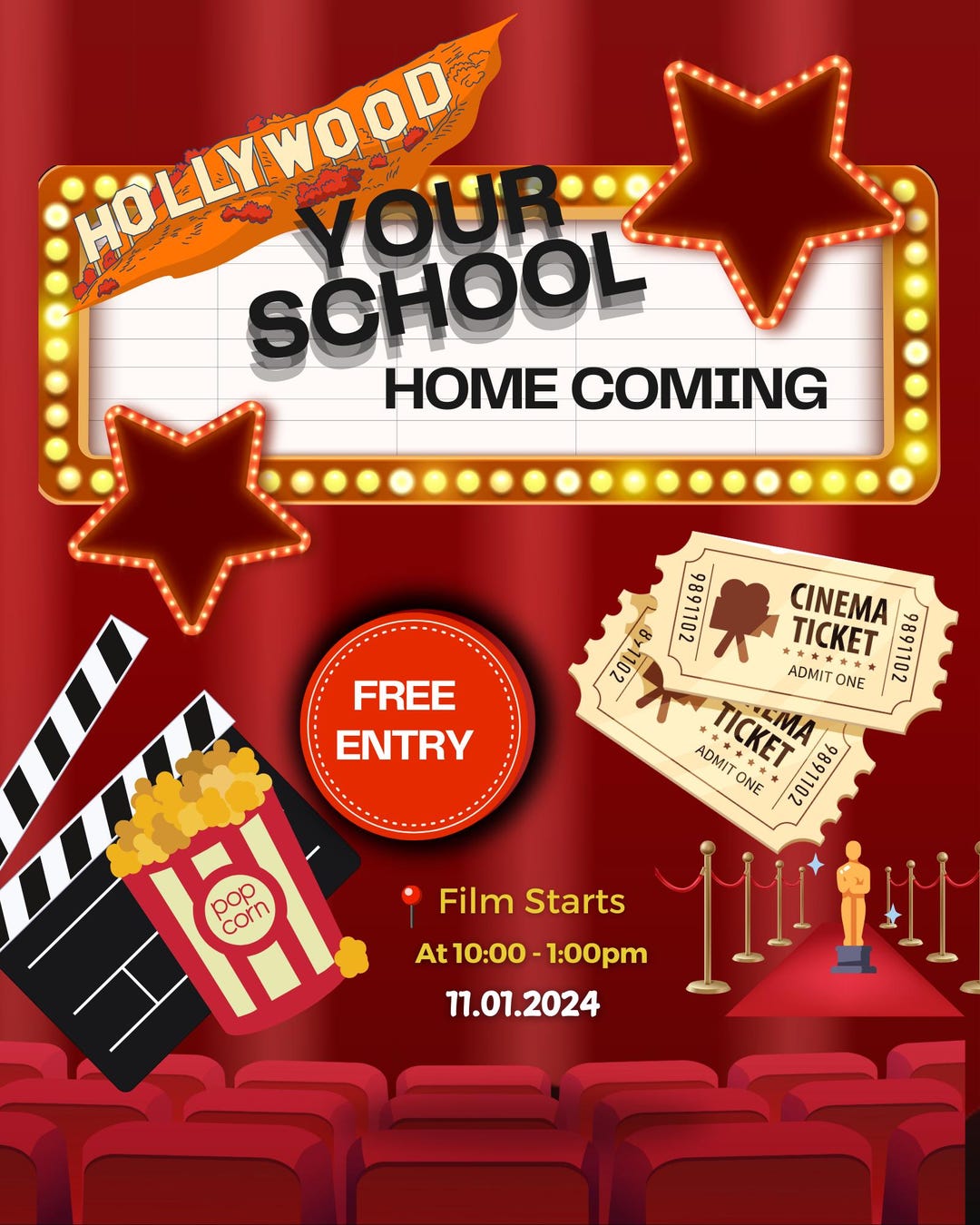 Hollywood Homecoming Flyer/poster Printable - Etsy