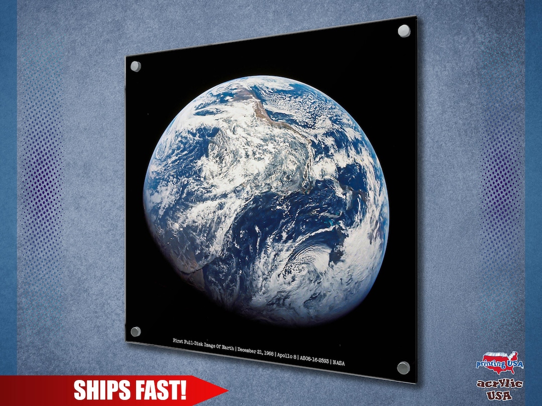 First Full Disc Earth Image, Office Acrylic Wall Display, Custom Print ...