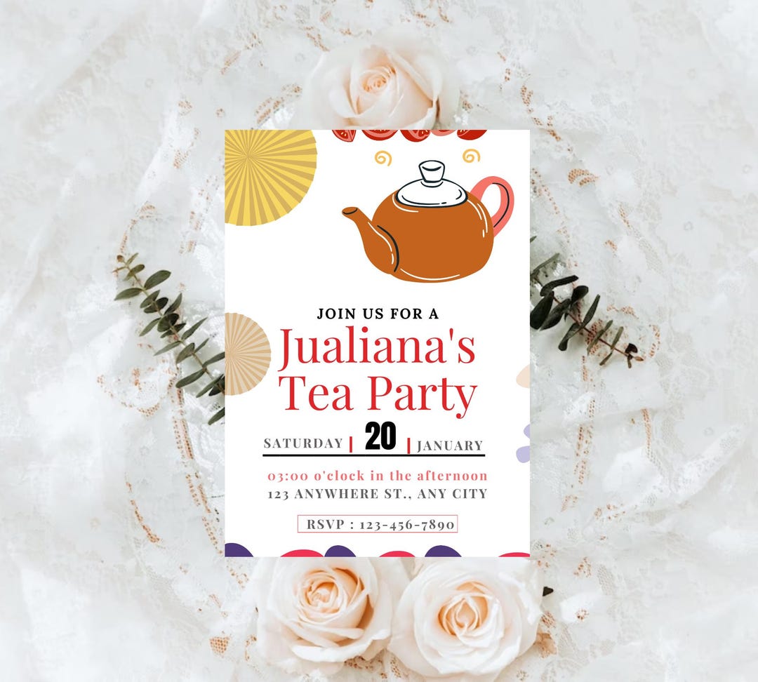 Editable Tea Party Invitation, Par-tea Invitation, Par-tea Birthday ...