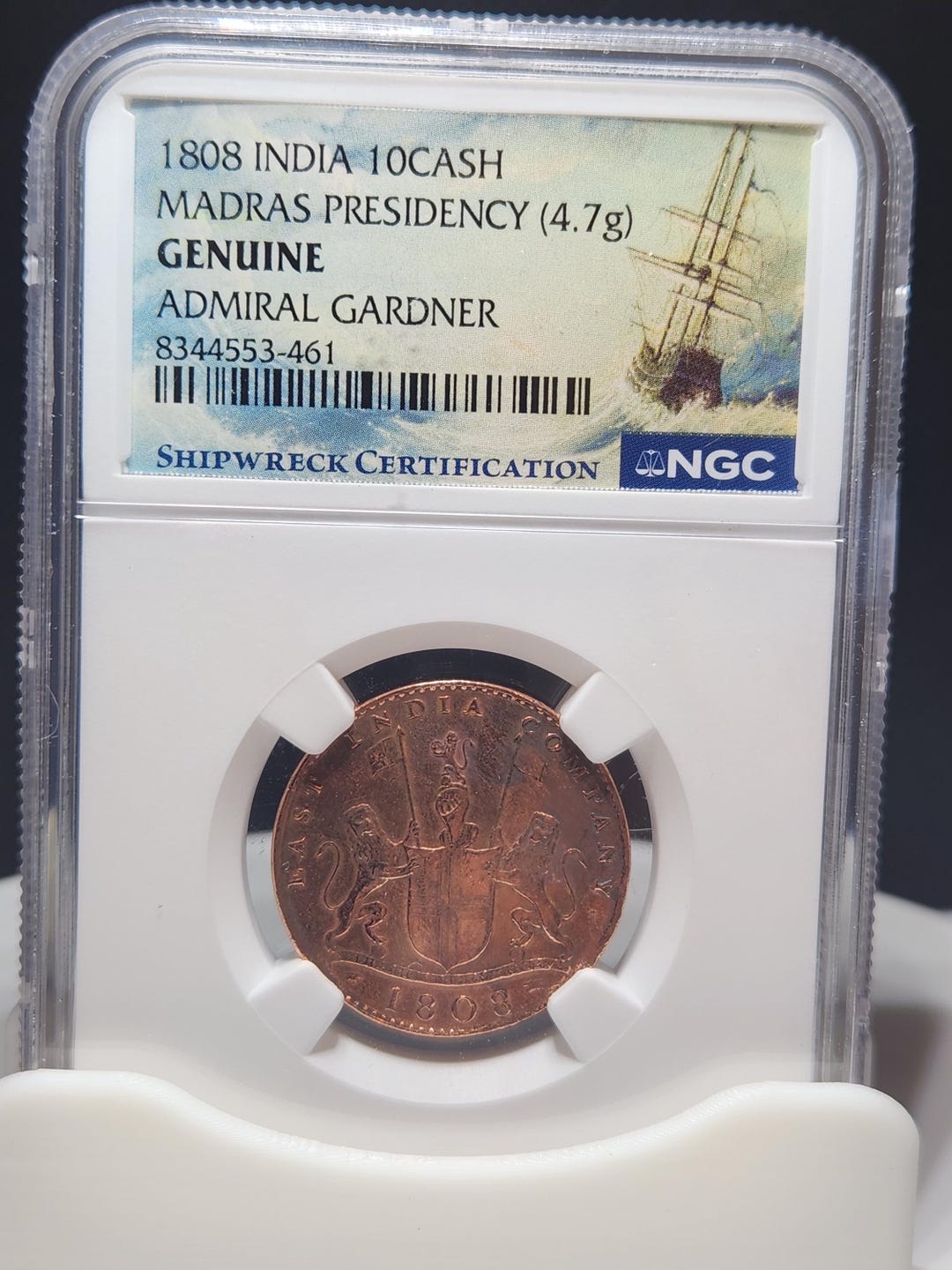 1808 India 10 Cash Coin: Admiral Gardner Shipwreck, NGC Certified - Etsy