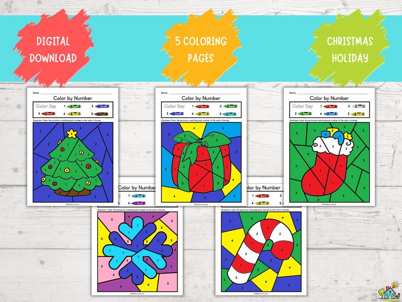 Color by Number for Kindergarten Christmas Coloring Pages for Holidays ...