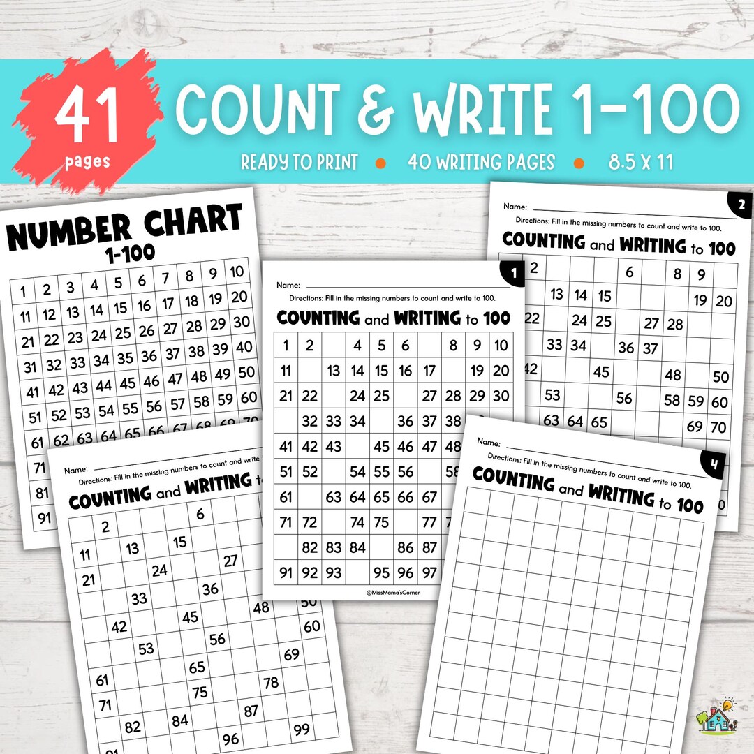 Count 1-100, Counting 1-100 Worksheets, Number Chart, Count to 100 ...
