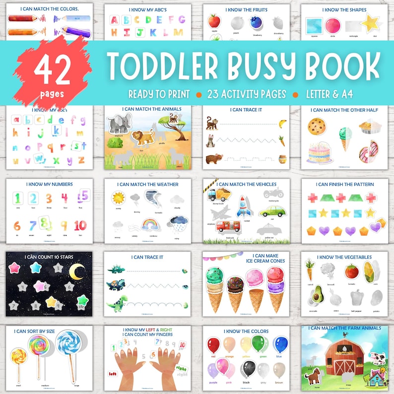 Toddler Busy Book, Busy Book, Printable Toddler Busy Book, Toddler ...