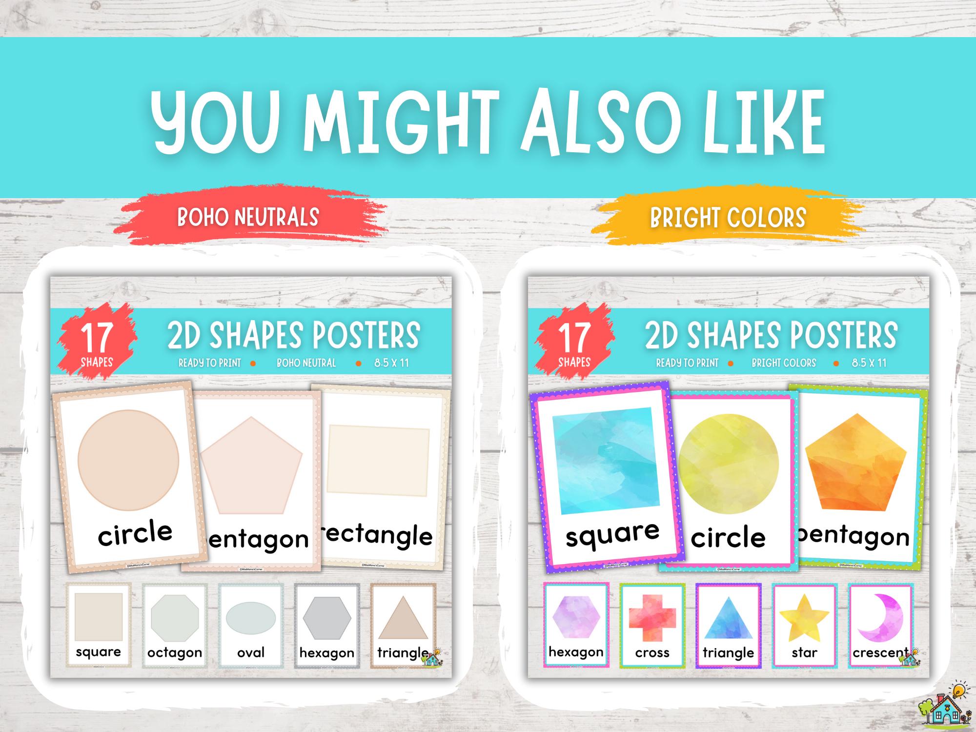 Shapes Posters Printable for Preschool Boho Earth Tones Classroom ...