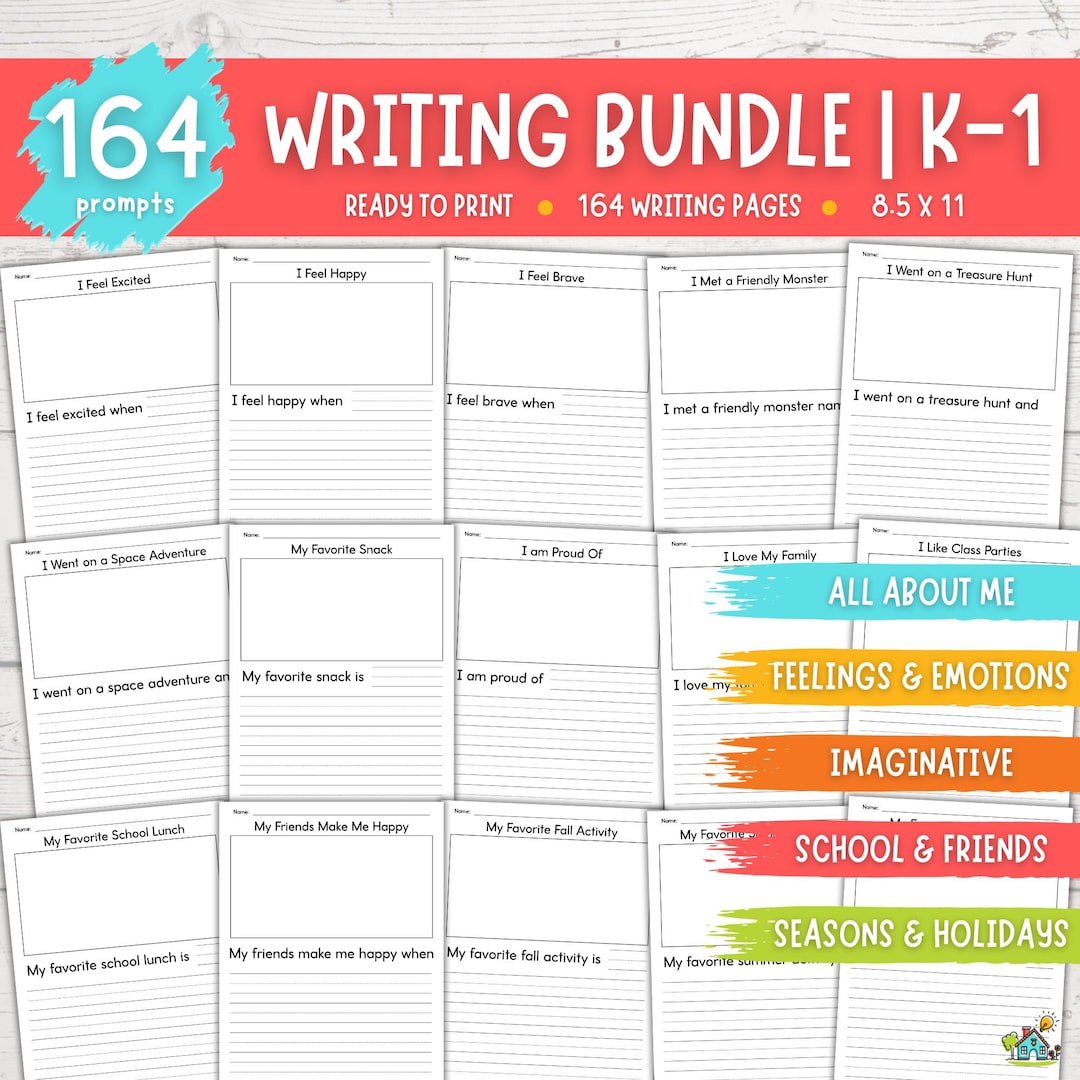 Writing Bundle for 1st Grade Printable Journal Prompts for Kindergarten ...