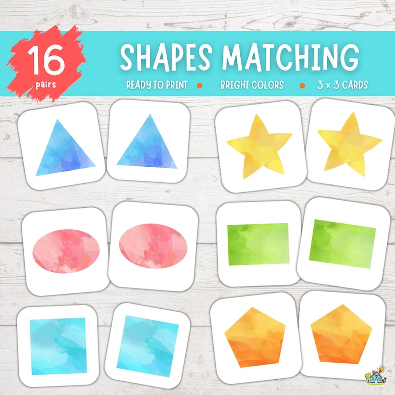 Shapes Matching Game for Preschool 2D Shape Activity Printable Shape ...