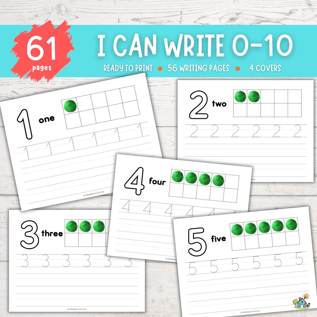 Tracing Pages Numbers 1-10 With Tens Frame Printable Preschool Math ...
