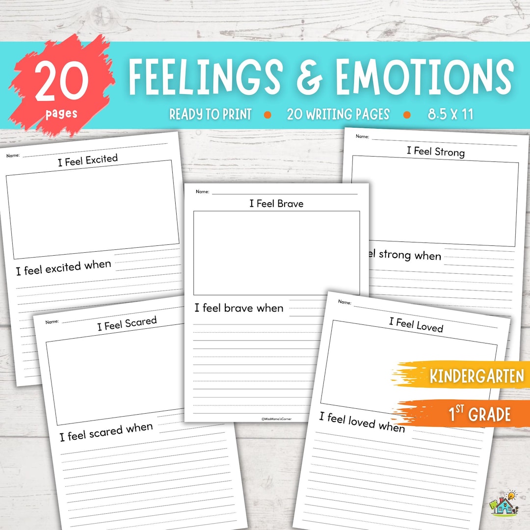 Feelings Writing Prompts for 1st Grade Emotions Journal Pages Printable ...