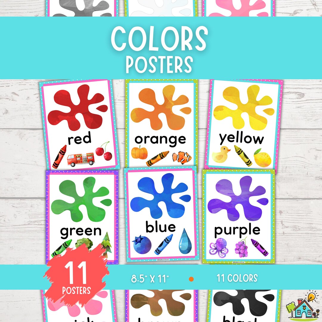 Colors Posters for Preschool Large Flashcards Color Identification for ...