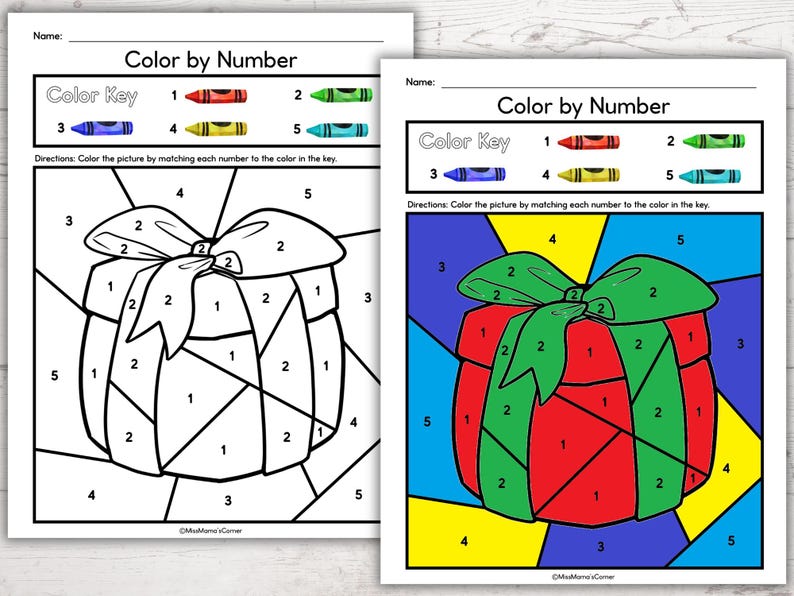 Color by Number for Kindergarten Christmas Coloring Pages for Holidays ...