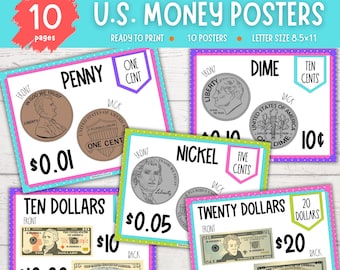 US Money Posters, Classroom Posters, US Coins, US Paper Money, Large ...
