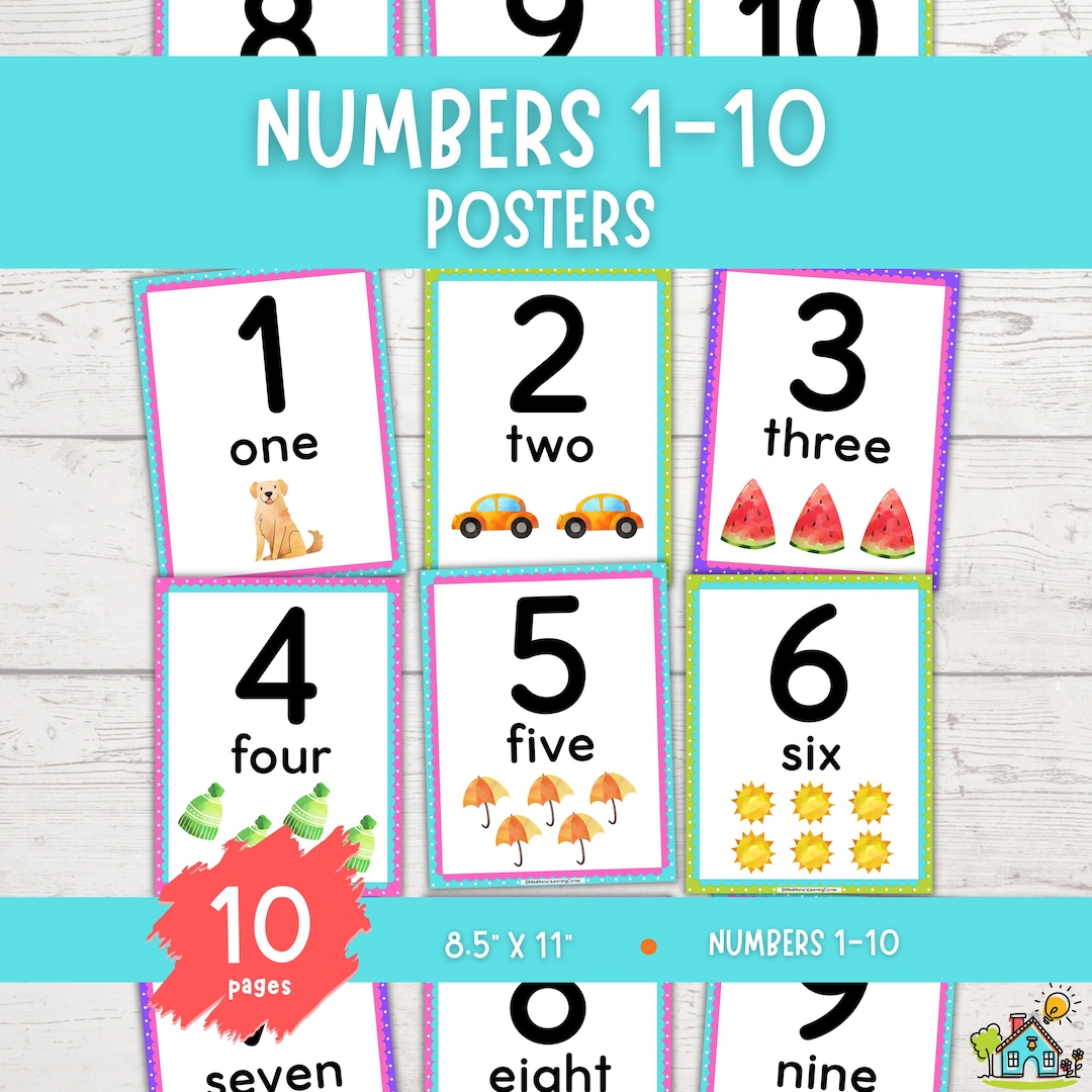 Numbers 1-10 Posters for Preschool Math Large Number Flashcards ...