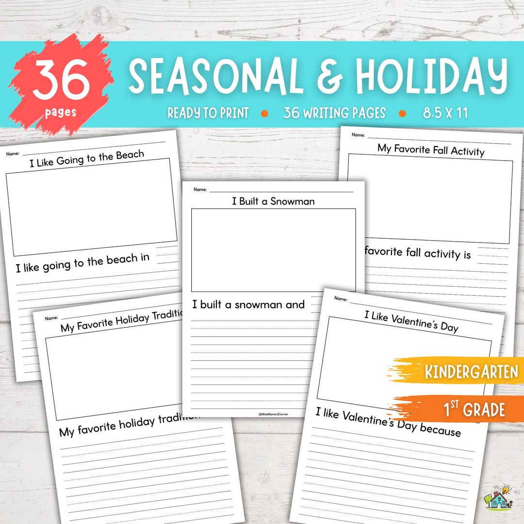 Seasonal Writing Prompts for 1st Grade Holiday Journal Pages Printable ...