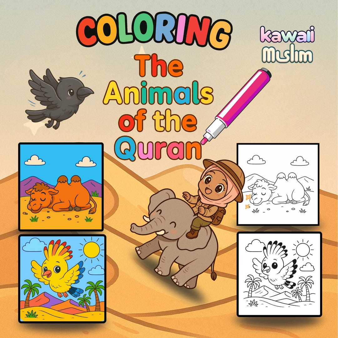 Kawaii Muslim Islamic Coloring Book – Animals in the Quran | Halal ...