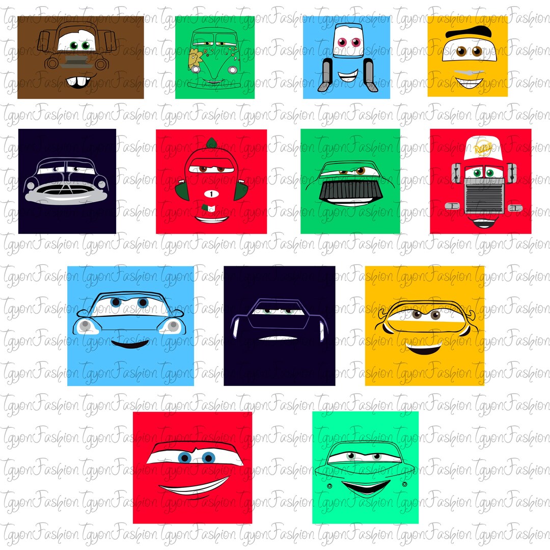 Disney Cars Friends Face Bundle Png, Pixar Lightening Mcqueen Png ...